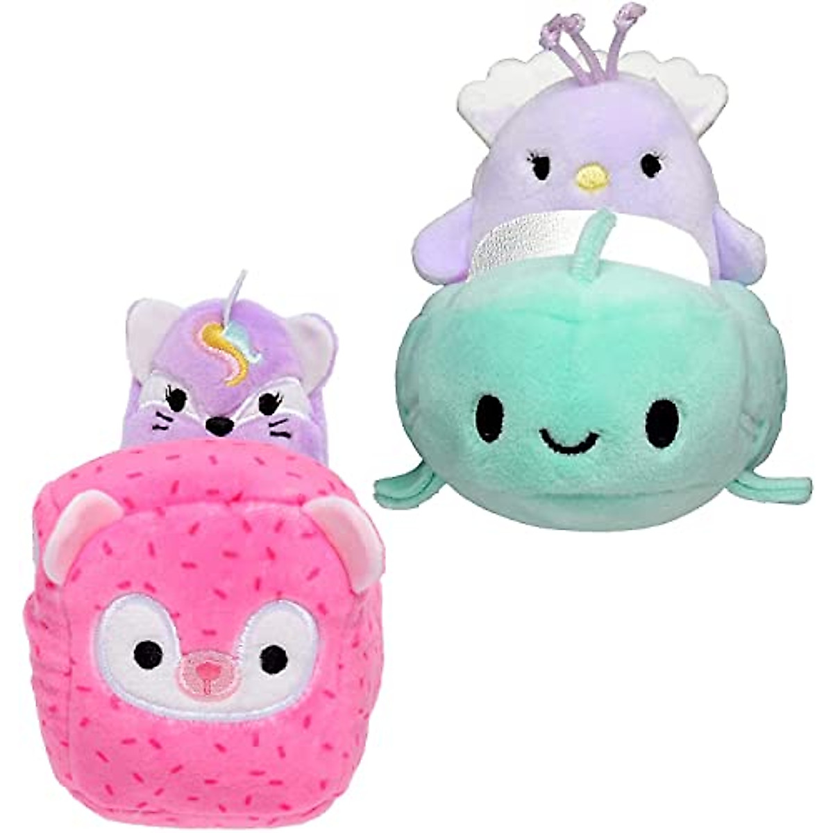Squishmallow Official Kellytoy Mystery 4 Pack ~ 8 inch, 5 inch, 3.5 inch Clip and 2" Mini Squishville Set