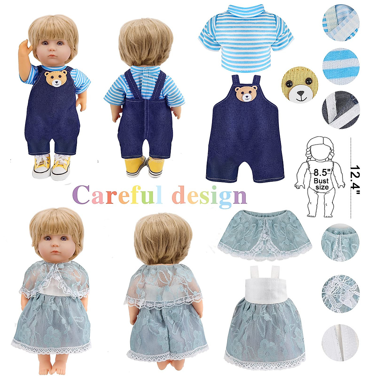 Girl Doll Clothes and Accessories 12 Sets Doll Clothes for 12 Inch Dolls Alive-Baby Doll Clothes Dress Pajamas Swimsuits Lovely Baby Doll Outfits Accessories for Christmas Birthday for Little Girl