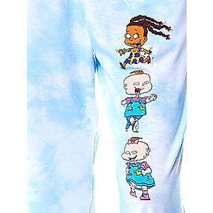 INTIMO Rugrats Cartoon Tie Dye Womens' Pajama Loungewear Hooded Jogger Set PJ (X-Small) Blue