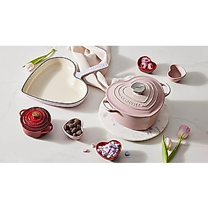 Le Creuset Signature Enameled Cast Iron Figural Heart Cocotte, 2 Quart, Shell Pink with Stainless Steel Knob
