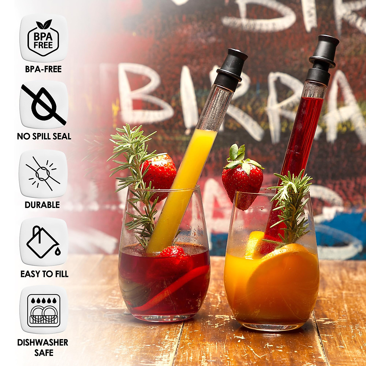 Shot Straw, Landkitch Shot Tube Holder Drinks Straw for Liquor, Beach Pool, Parties, Fits All Standard Bottles, Glasses, Tumbler, BPA-Free, Dishwasher Safe (1 pc)