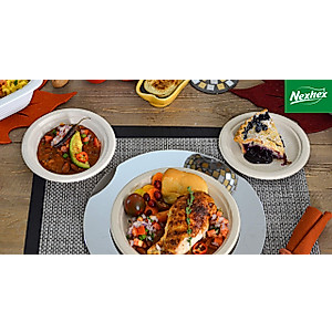 NexHex 7" Paper Plates [150-Pack] Brown Compostable Disposable Biodegradable Premium Natural Eco-Friendly Bagasse, Made of Sugar Cane Fibers Heavy-Duty Quality