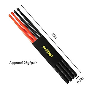 Nylon Drumsticks 2 pairs with ANTI-SLIP Handles for Drum,Exercise Plastic Drum Sticks,Attractive,Light and Durable Sticks for Drums,Musical Instrument Percussion Accessories (Black and Red)