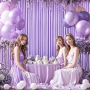 4 Panels Lavender Backdrop Curtain for Parties Wedding Wrinkle Free Light Purple Photo Curtains Backdrop Drapes Fabric Decoration for Baby Shower Photoshoot 20ft(W) x 10ft(H)