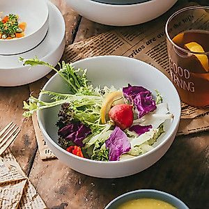 Houlu 40 oz Soup Bowls, Cereal bowls, Pho Bowls, Salad Bowls, Off White Porcelain Bowl Set of 4, 7 inch