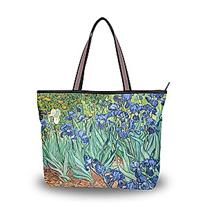 Handbags for Women Van Gogh Irises Tote Bag Top Handle Shoulder Bag