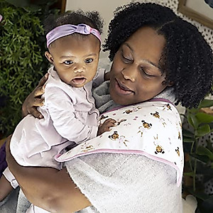 Little Muffincakes Burp Cloths 3 Pack Soft Knitted Jersey, Ballerina Theme (Zhara) Newborn & up, Pink