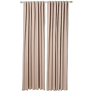 Amazon Basics Room Darkening Blackout Window Curtains with Back Tab Hanging Loops - 52" x 96", Taupe