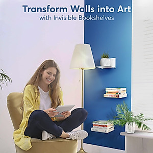 BigBcart Invisible Floating Book Shelves for Wall, Heavy-Duty Steel Invisible Book Shelf with Anti-Rust White Powder Coating, 4-Pack - Supports up to 30lbs, Ideal for Home, Office, and Classroom (S)