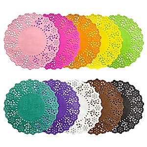 200 Pcs Round Lace Paper Doilies, 4.5" Round Decorative Paper Placemats, Assorted 10 Colors Disposable Paper Doilies for Cake Wedding Tableware Decoration, Tables Decorating Birthday Party Cakes