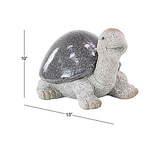 Deco 79 Polystone Turtle Decorative Garden Sculpture Indoor Outdoor Garden Statue, Outdoor Sculpture 13" x 12" x 10", White