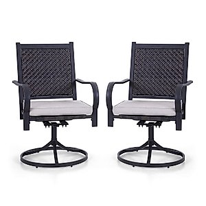 Sophia & William Outdoor Swivel Dining Chairs with Cushion Wicker Patio Rattan Chairs Set of 2 Support 350 lbs for Garden, Lawn, Balcony and Poolside All Weather
