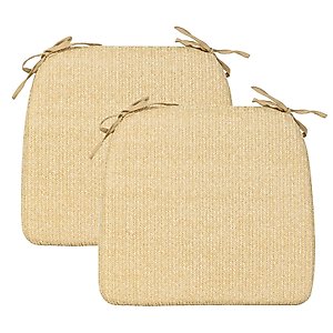 Outdoor Chair Cushions, 17x15.5 Inch Indoor Chair Pads with Ties Waterproof U-Shape Seat Pads Round Corner Memory Foam Seat Cushions for Garden Patio Furniture Chair Home Office Set of 2