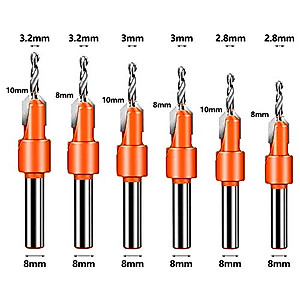 6 PCS Wood Hole Countersink Drill Bit Set with Hex Key Wrench, Hole Drill Bit Timber Screw Hole Cutter for Carpentry Woodworking (Individually Box Packaging)