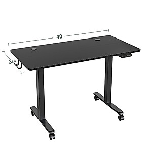 EleTab Standing Desk, 63 x 24 Inch Electric Stand up Height Adjustable Home Office Table, Sit Stand Desk with Splice Board, Black Frame & Espresso Desktop