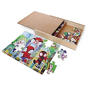 Disney Junior Marvel Spider-Man Spidey Amazing Friends - Set of 5 Wood Puzzles with Storage Box for Kids - Ages 4 and Up