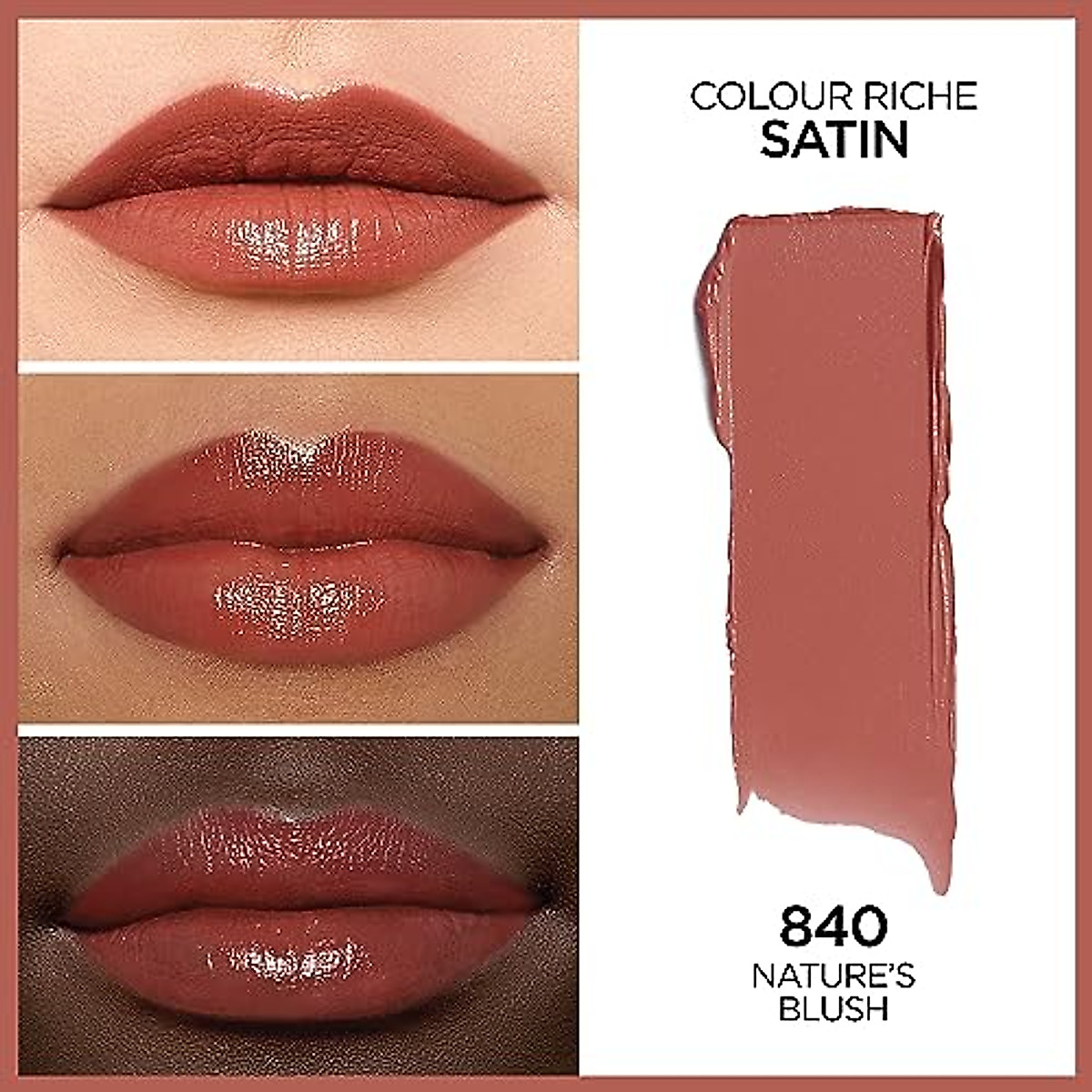 L'Oreal Paris Makeup Colour Riche Original Creamy, Hydrating Satin Lipstick, 840 Nature's Blush, 1 Count