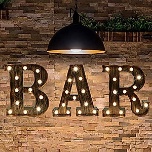 Vintage Bar Sign, Illuminated Bar Sign with Lights Light Up Bar Letter Lights, Lighted Bar Signs for Home Bar Marquee Letters Lights Retro Bar Cart Accessories Decor for Party Christmas Wedding Events