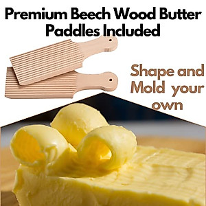 Dazey Butter Churn - Hand Crank Butter Churner- Manual Butter Maker- Beech Wood BUTTER PADDLES INCLUDED. Create Delicious Homemade Butter With Your Own Hand Crank Dazey Butter Churner (Turn N Churn)