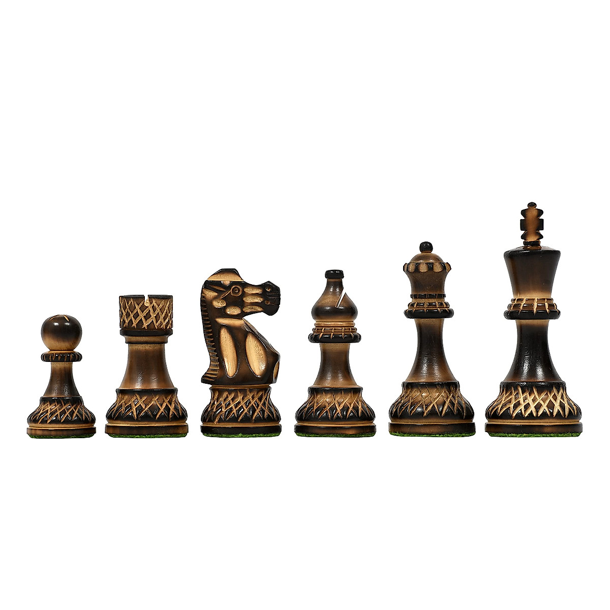 CHESSBAZAAR 3.8" King Burnt Blazed Chess Set for Adults & Kids, Wooden Chess Pieces only in Burnt Boxwood