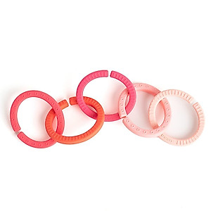 Bella Tunno Happy Links - Baby Montessori Silicone Links and Soft Silicone Baby Toys, Developmental Toys for Playing, Teething, Gross Motor Skills, Color Recognition and More, Girl Ombre