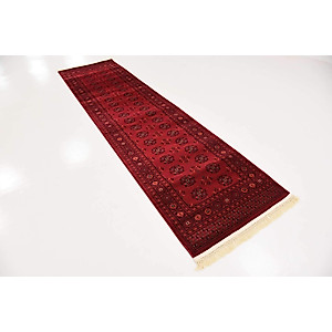 Unique Loom Tekke Collection Over-Dyed Saturated Traditional Torkaman Area Rug, 2 ft 7 in x 10 ft, Red/Burgundy
