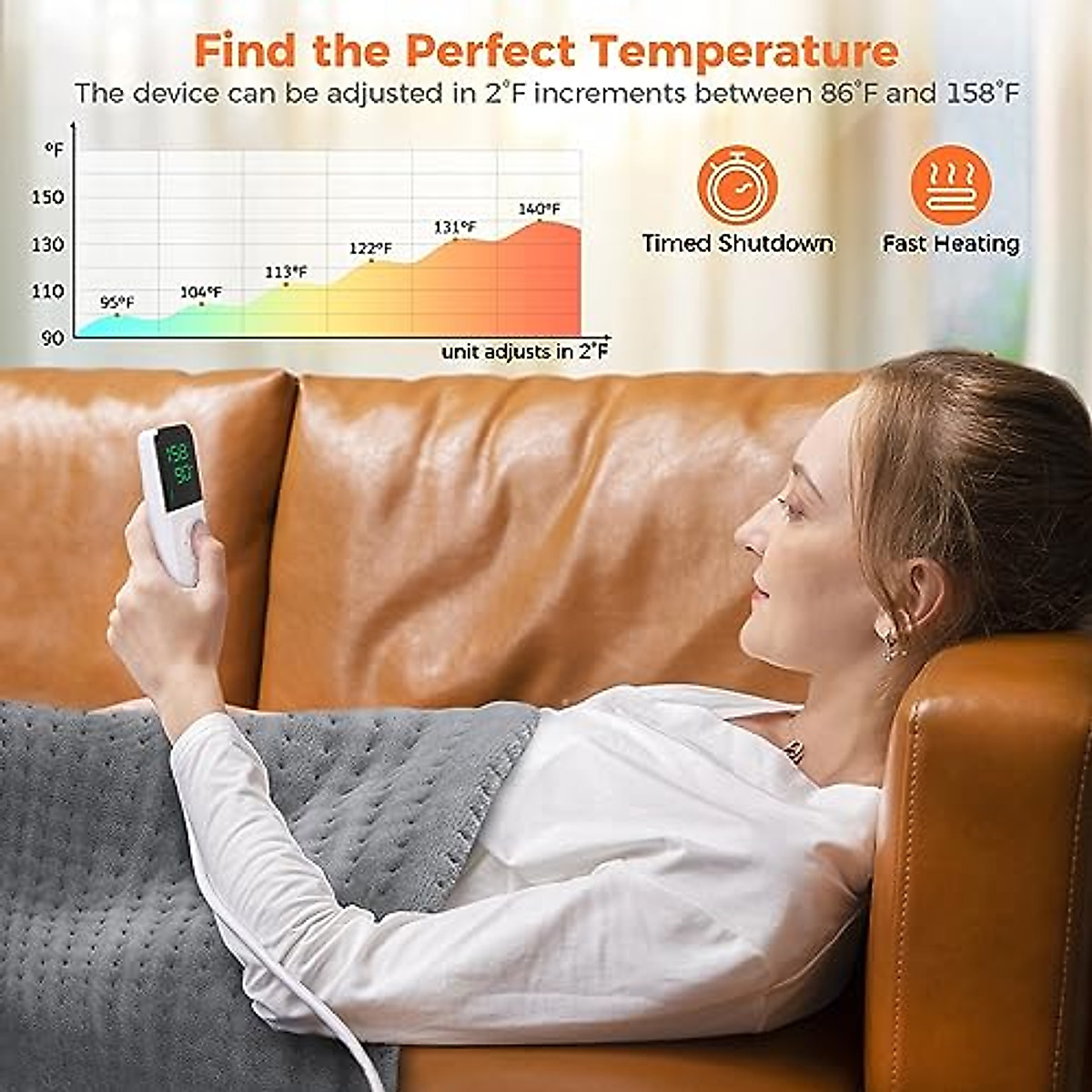 NOWWISH Heating Pad for Back Pain & Cramps Relief, Moist Heat Electric Heating Pads with Auto Shut Off, Christmas Birthday Gifts for Women Men, 12 "x 24 Gray