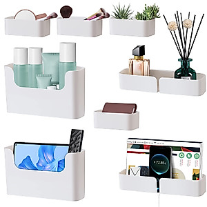 Poeland Floating Shelf Wall Mounted Non-Drilling Adhesive Bathroom Organizer Ledge Shelf for Home Decor/Kitchen/Bathroom Storage 8pcs