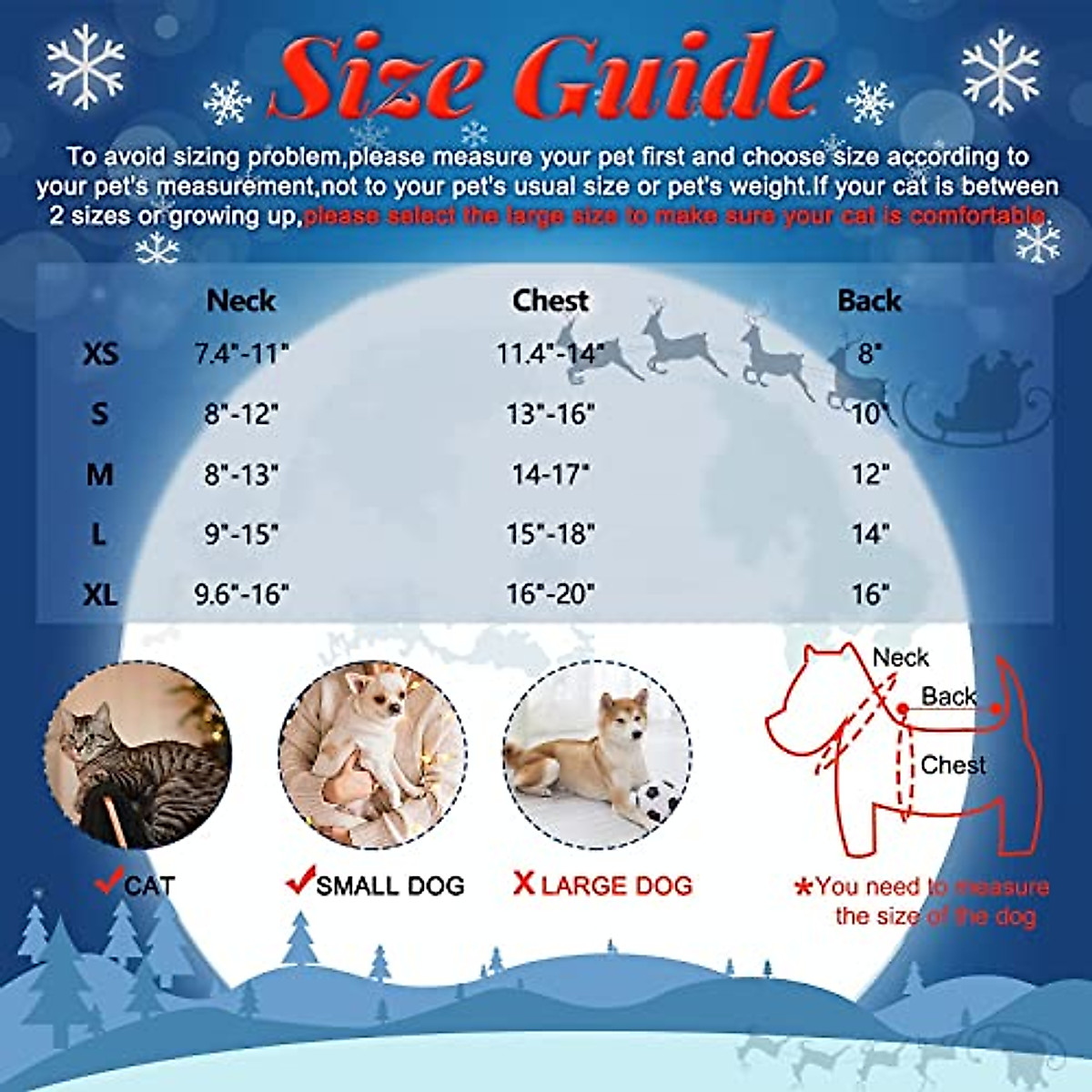 Rypet 2 Packs Cat Christmas Sweater - Puppy Christmas Sweater Pet Turtleneck Knitwear with Reindeer Santa Claus Pattern Sweaters for Kitten and Small Dogs (X-Large (Pack of 2))