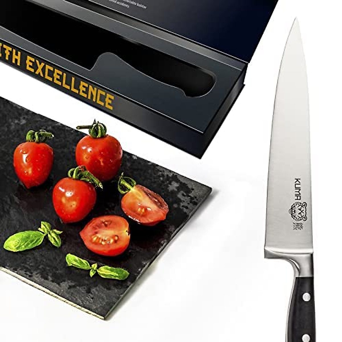 KUMA Essentials Kitchen Knife Set - Classic 3 Piece Collection - 8" Chef's Knife, 3.5" Paring Knife, and 8" Honing Rod - Knives Set Without Block or Roll Bag - Conquer Your Kitchen