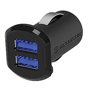 Scosche USBC242M ReVolt Universal Cigarette Lighter Multi Device Compact Dual Port USB Car Charger, Fast Charge Two Devices Simultaneously, Black