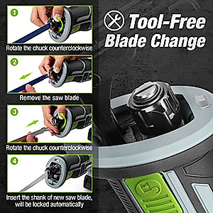 WORKPRO Cordless Reciprocating Saw, 20V 4.0Ah Battery, 1-inch Stroke Length, 4 Saw Blades for Wood & Metal Cutting Included