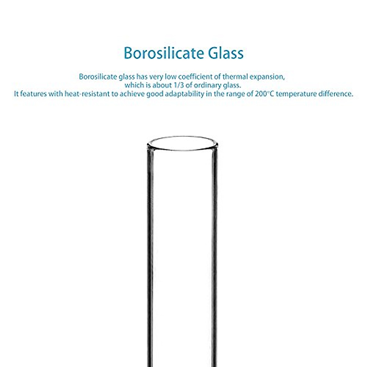 StonyLab 200 Pack Borosilicate Glass Round Bottom Test Tubes, 12 mm OD X 75 mm Length (200 Pack)