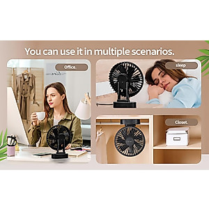LEIORIO Small Fan Rechargeable,3 Speed Timable Desk Fan with 90° Head Rotation,Small Office Fan for Office,Portable Fan for Indoor,Outdoor,Travel,Energy Efficient Ultra Usage Time Quiet Fan