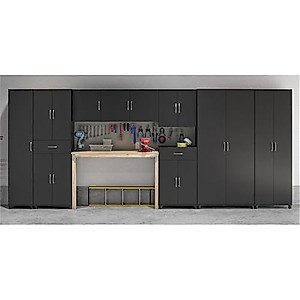 Pemberly Row Transitional 16" Utility Storage Cabinet in Black