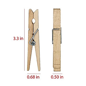 Clorox Wood Clothespins with Spring - Value Pack of 50 Clips, Rust Resistant with Heavy-Duty Coil for Line Drying Laundry, Chip Bags, and Crafts