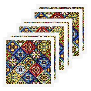 KEEPREAL 6 Pack Mexican Talavera Washcloths Set - Highly Absorbent Pure Cotton Wash Clothes - Soft Fingertip Towel for Bath, Spa