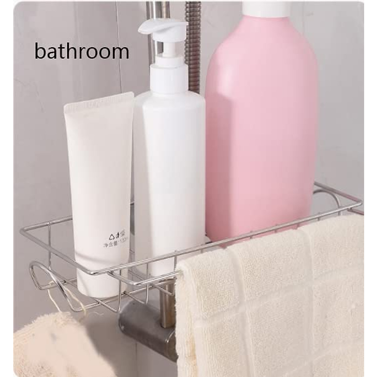 2 Piece Stainless Steel Faucet Rack, Hanging Adjustable Height for Kitchen Sink, Suitable for Kitchen Sink, Bathroom Sink Storage Rack, can be Placed Sponge, Brush, soap, Bath Ball, Shampoo etc