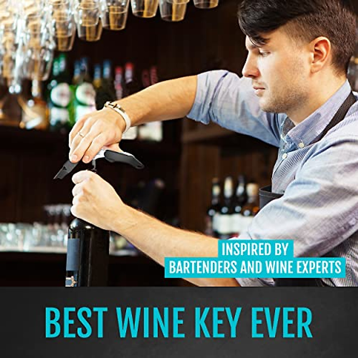 VINVOLI Professional Waiters Corkscrew Wine Bottle Opener - New 2023 Multi-Functional 3-in-1 Cork Screw Wine Bottle Openers - Wine Opener Corkscrews - Cool Beer Opener Wine Key With Wine Foil Cutter