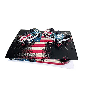 YK MALL PS5 Console PS5 Stickers Vinyl America Flag Skin Pattern Decals Skin Sticker for PS5 Playstation 5 Console and 2 Controller (Playstation 5 Not The Digital Edition)