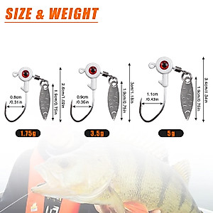 10Piece Fishing Jig Head with Willow Blade 3D Eyes Fishing Jigs Spoon Weighted Head Spin Jig Hook Lure Kit for Panfish Crappie