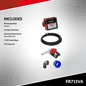 Fill-Rite FR711VA 115V 20 GPM Fuel Transfer Pump with Mechanical Meter Package, Gallons - For Gasoline, Diesel, Kerosene, Ethanol Blends, Methanol Blends & Biodiesel up to B20