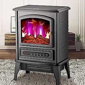 VOMKR Large Electric Stove Fires Freestanding, Electric Fireplace Stove Heater, Recessed and Wall Mounted Freestanding Fireplace with Wood Burning LED Light (Size : Remote Control)