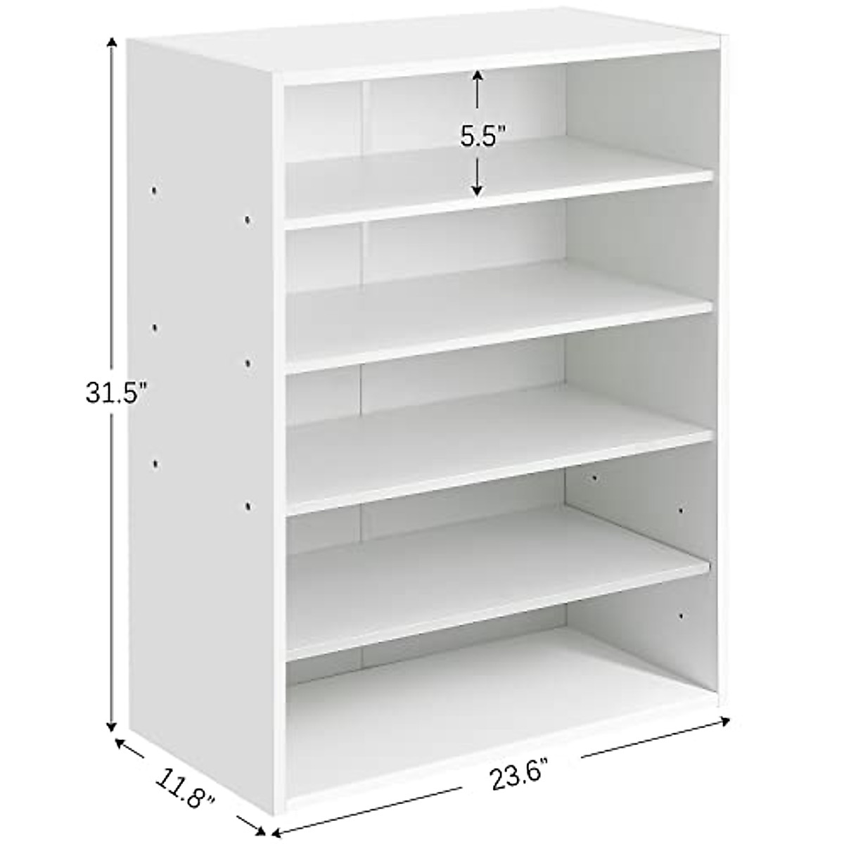 HAIOOU Shoe Rack, 5-Tier Stackable Wooden Shoes Rack Organizer Free Standing Shoe Storage Stand with One Movable Storage Shelf for 10-15 Pairs, Perfect for Entryway, Hallway, Closet - Modern White