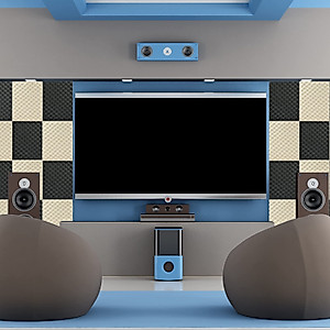 BXI Soundproofing Closed Cell Foam - 2 Pack Self-Adhesive 16'' X 12'' X 1.8'' Thickened Egg Crate Sound Proof Foam - Acoustic Foam Panels Great for Noise & Thermal Insulation (Black)