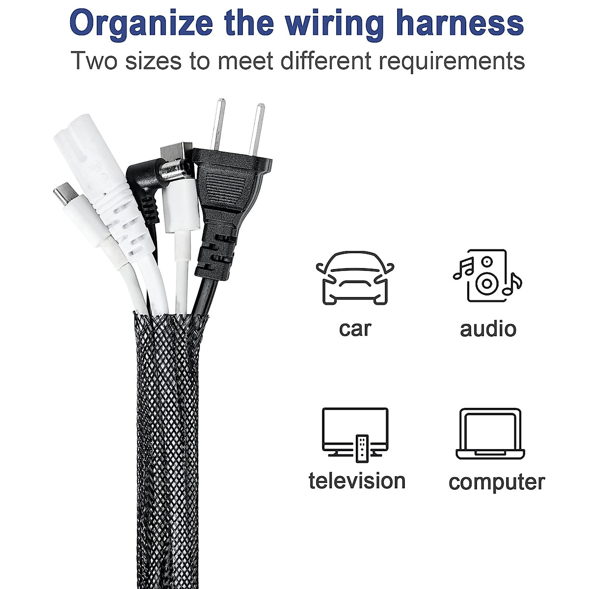 Besteek 50ft - 1/2 Inch & 1/4 Inch Expandable Braided Cable Sleeve, Braided Wire Sleeving, Cable Wrap Mesh Wire Loom