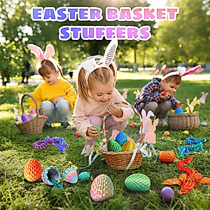 Flavery 3D Printed Easter Dragon Egg- Gold - Surprise Basket Essentials with 12" Flexible Crystal Dragon Inside, Easter Basket Stuffers, 3D Printed Gift Toy, Desk Executive Pet, Figurine Decor