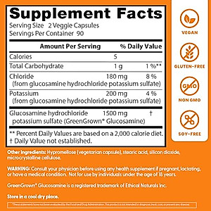 Doctor's Best Vegan Glucosamine Sulfate, Joint Support, Non-GMO, Vegan, Gluten Free, Soy Free, 750 mg 180 Veggie Caps (Pack of 1)
