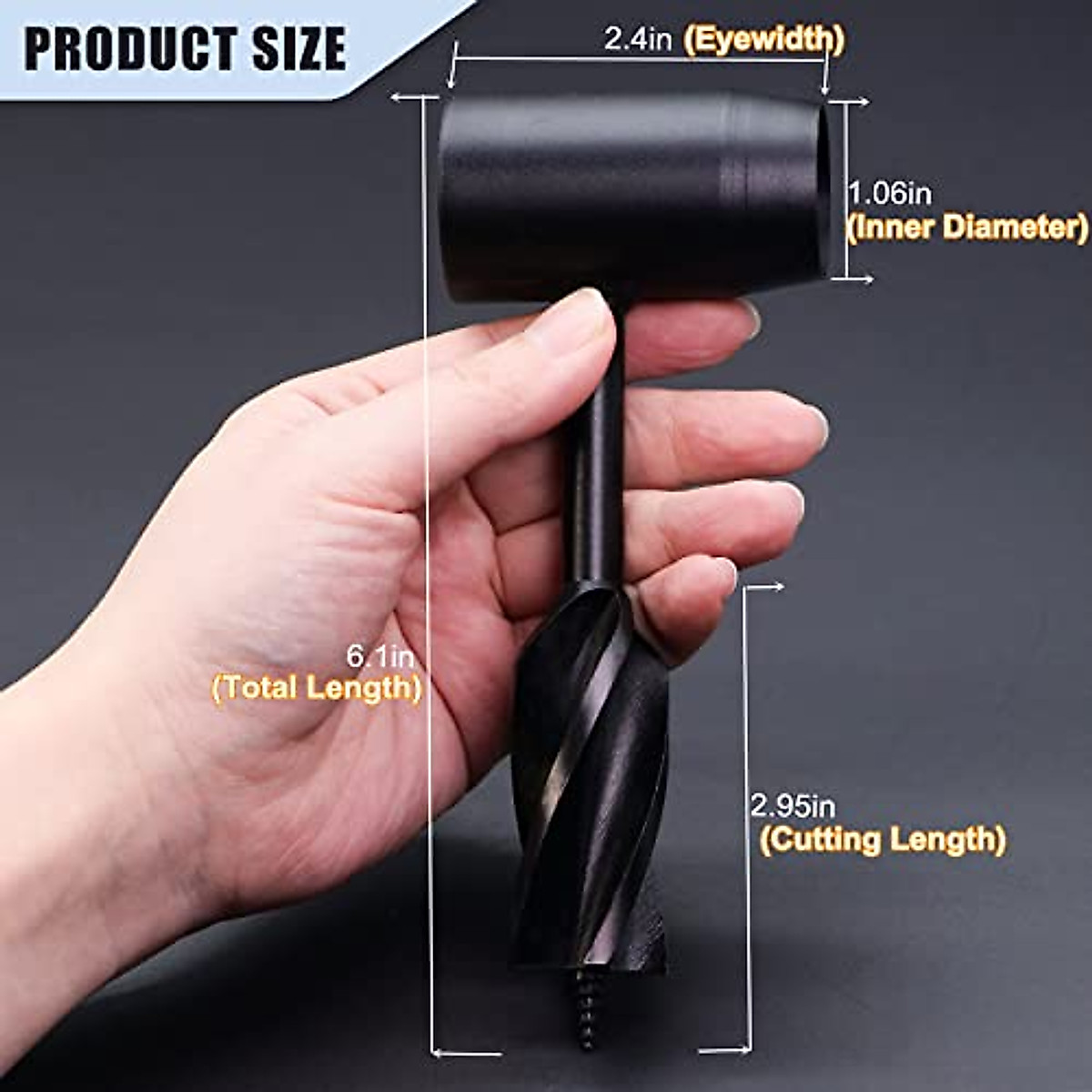 RRLOM Survival Settlers Tool Bushcraft Auger Scotch Eye Wood Auger Drill, Hand Auger Wrench, Manual Auger Outdoor Wood Peg and Hole Maker for Camping, Bushcrafting and Outdoor Backpacking