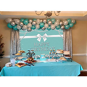 Tiffany Breakfast Blue Bow-Knot Backdrop Turquoise Diamonds Sweet 16 Birthday Party Background Baby Shower Bridal Shower Wedding Party Cake Table Decorations 7x5FT